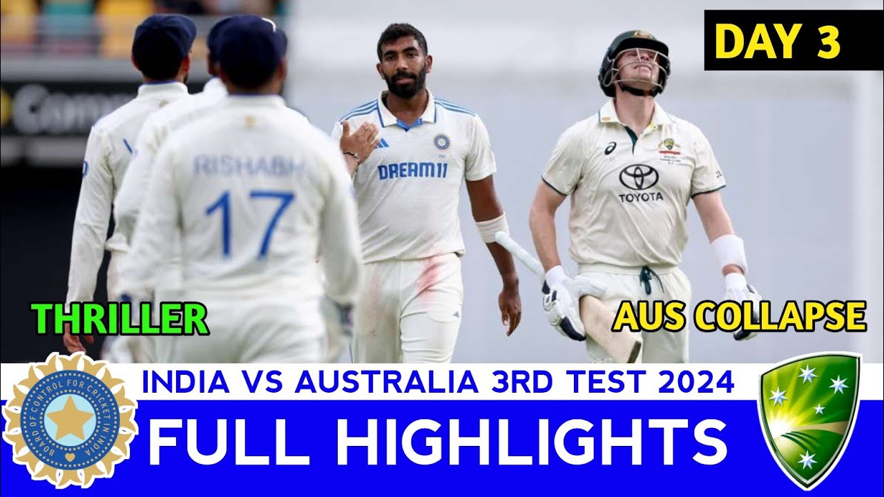 India vs Australia 3rd Test Match 2024 Day 3 Full Highlights | IND vs ...