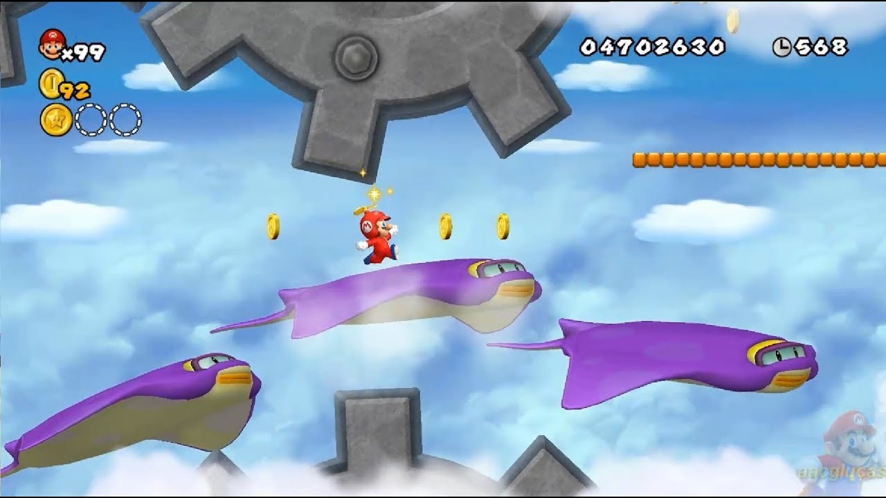 Newer Super Mario Bros Wii 100% World C: Sky City - YouTube