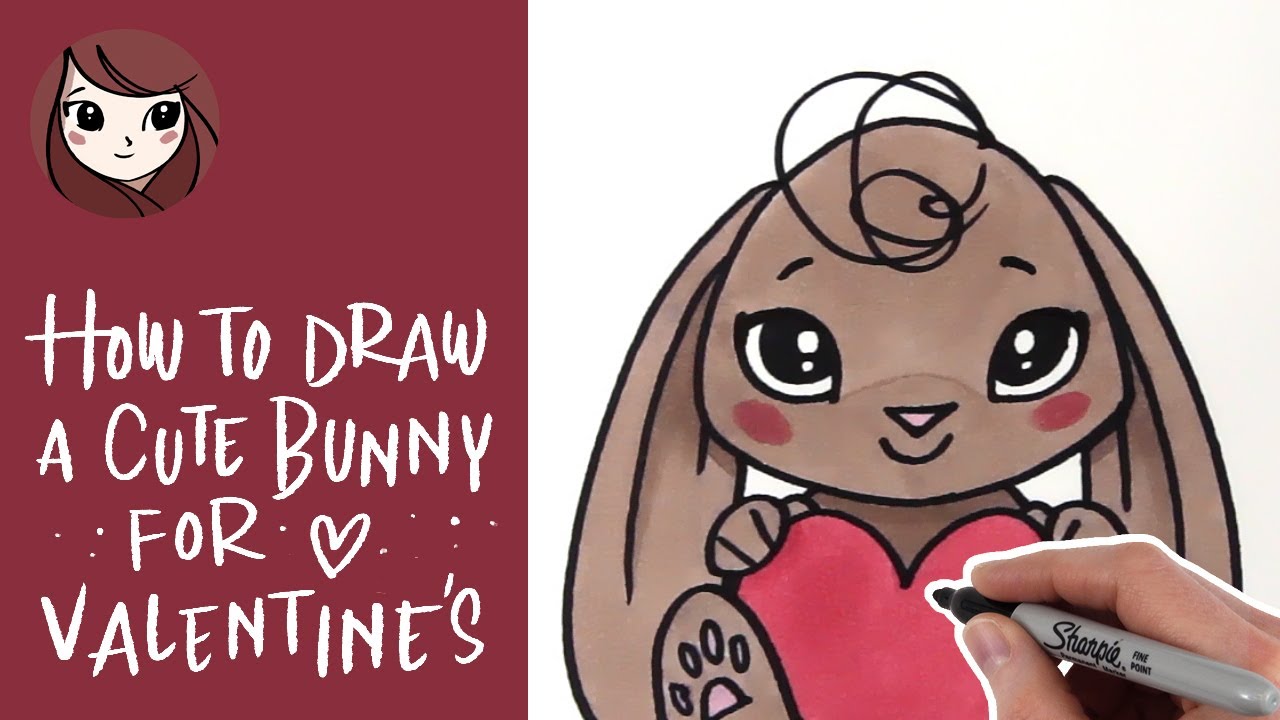 How To Draw a Cute Bunny For Valentine's - YouTube