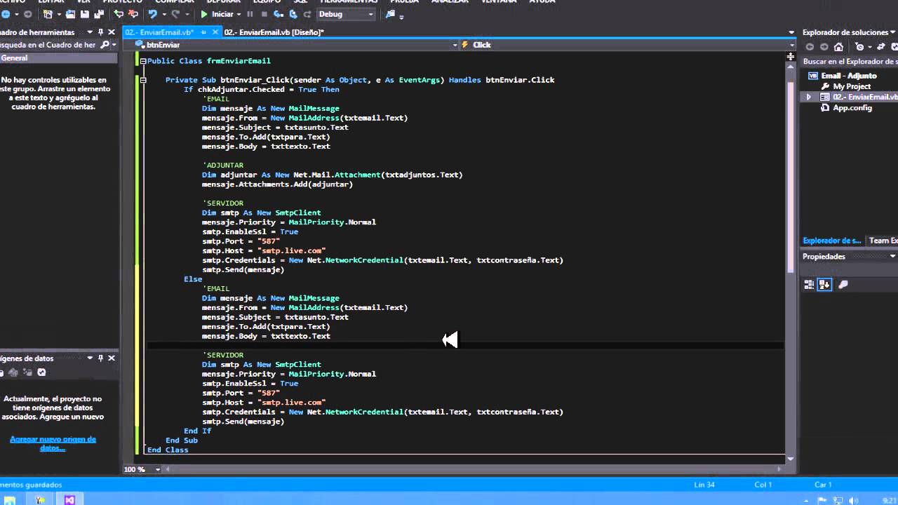 Creando un programa en Visual Basic .NET 2012 para que envíe Email con archivo adjunto - YouTube
