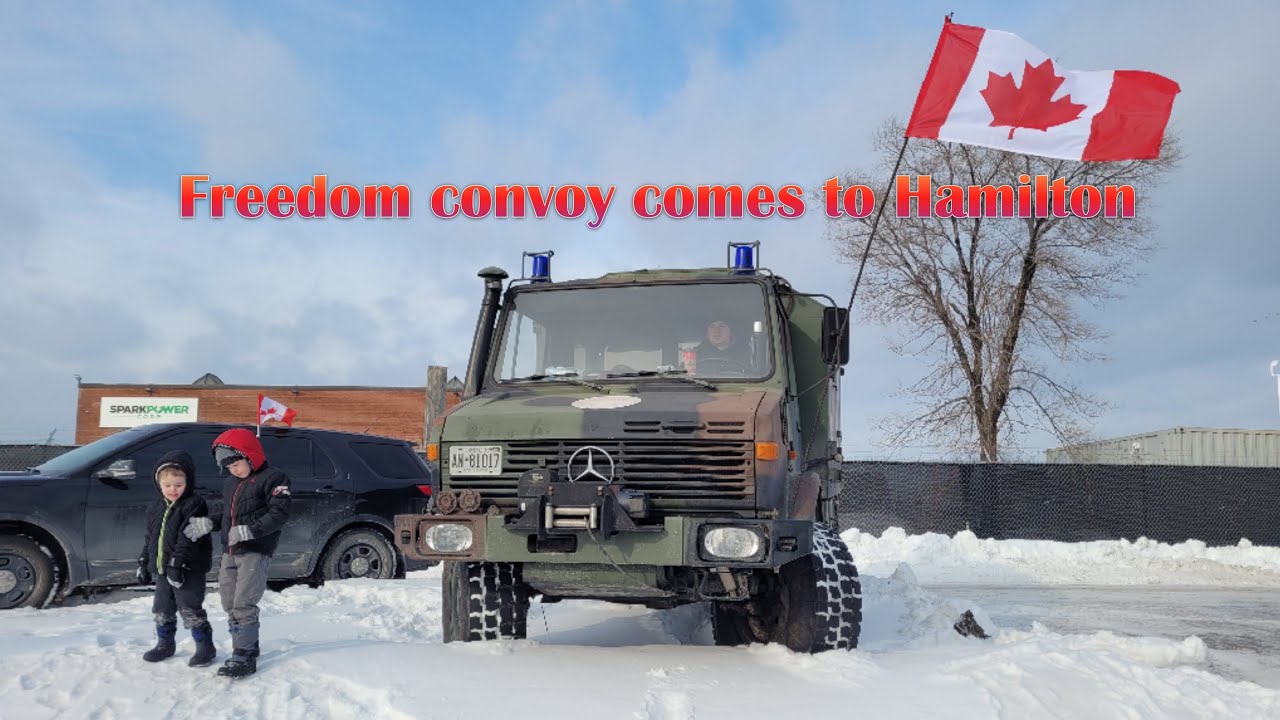 Freedom convoy comes to Hamilton - YouTube