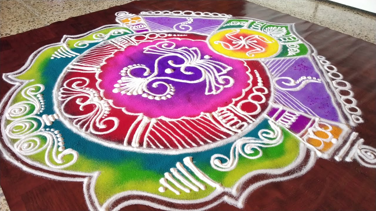Big Super Attractive freehand rangoli || learn Sanskarbharti Rangoli ...