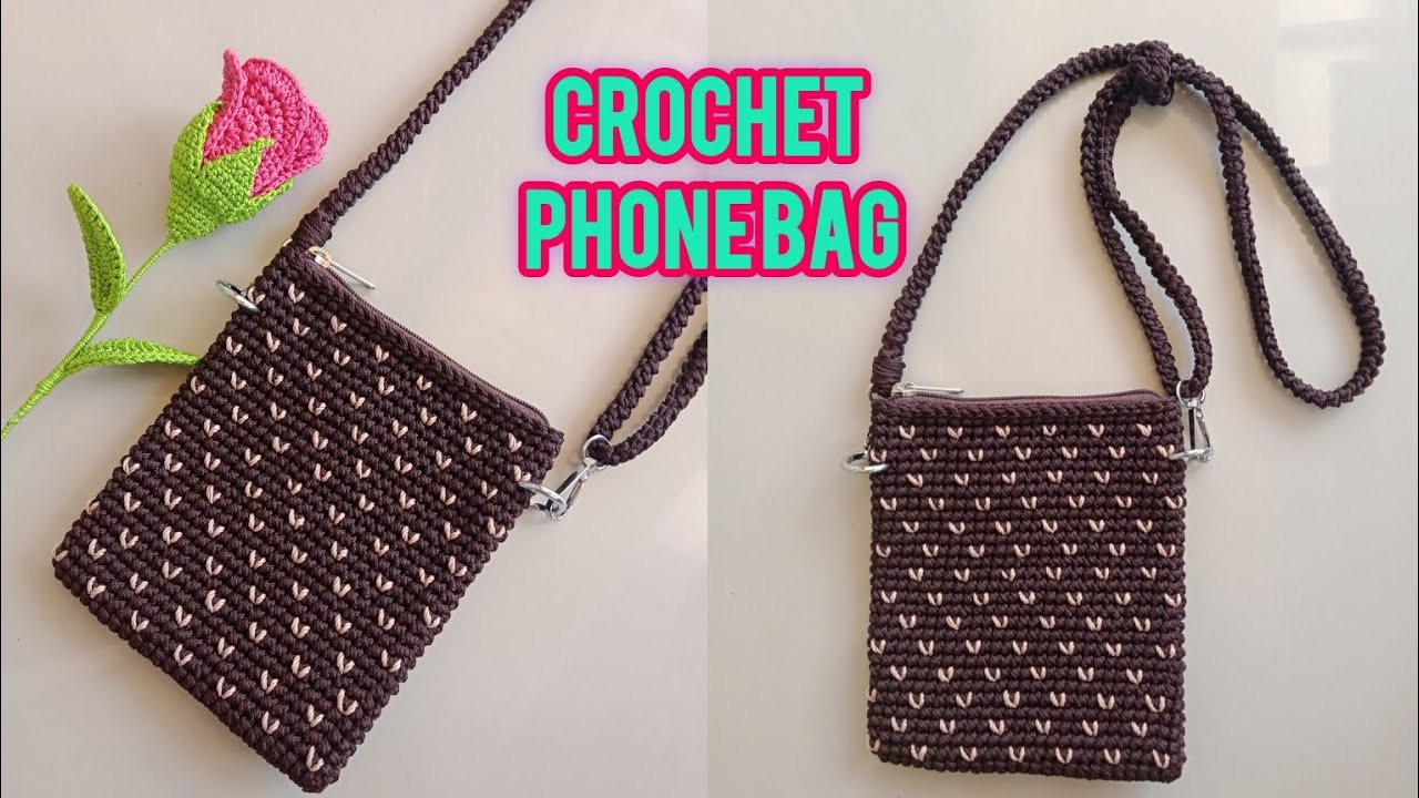 DIY CROCHET PHONE BAG TUTORIAL || EASY TUTORIAL FOR BEGINNERS - YouTube