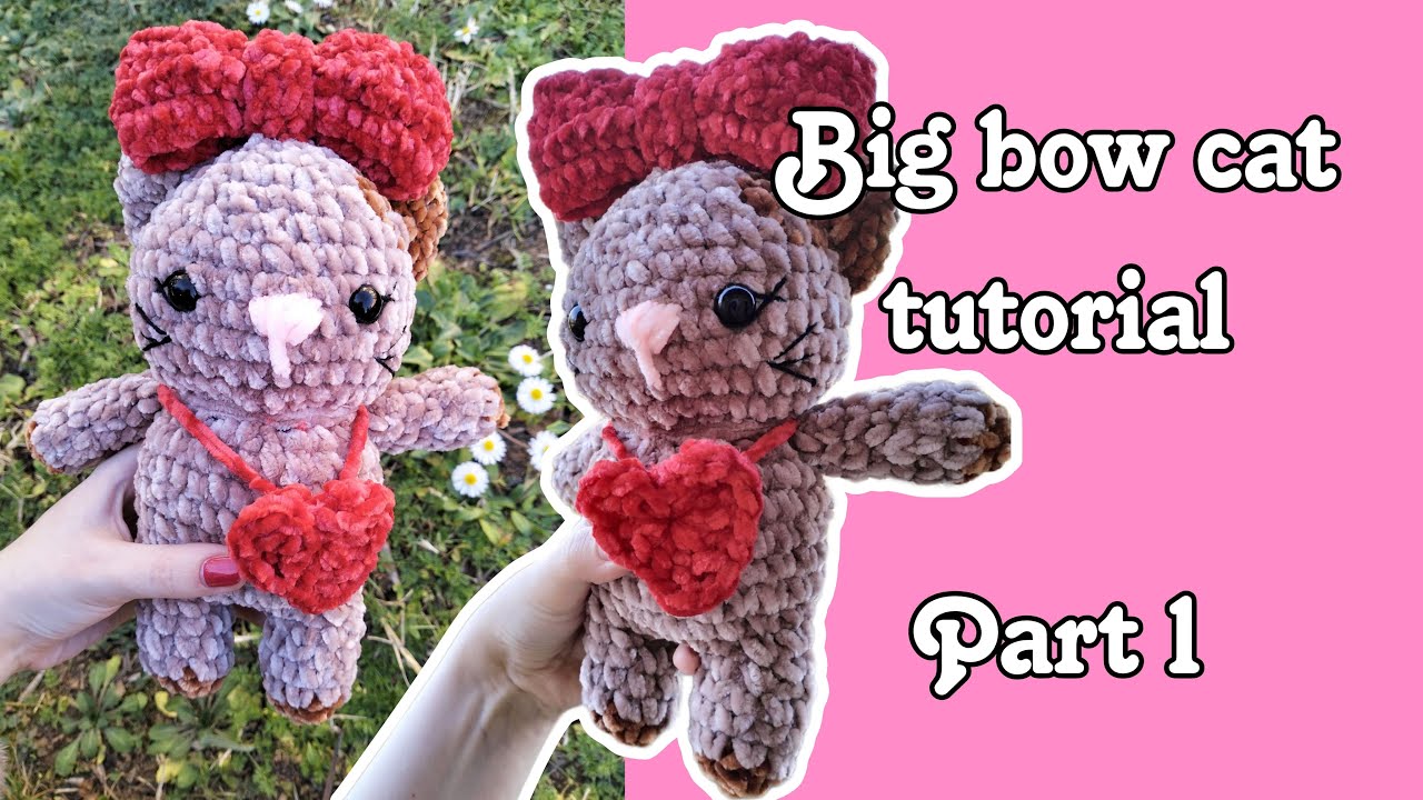How to crochet a cute cat with a big bow (Part 1) / Free amigurumi ...