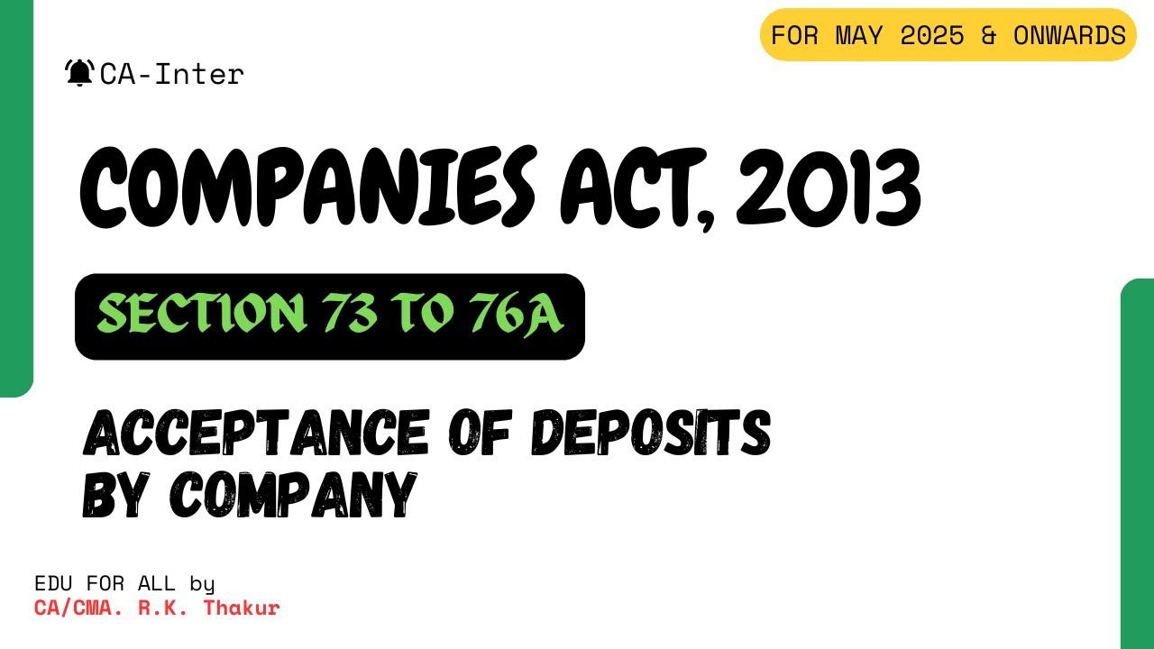 Ch-5 | P-1 | Section 73 to 76A | What is Acceptance of Deposits by ...