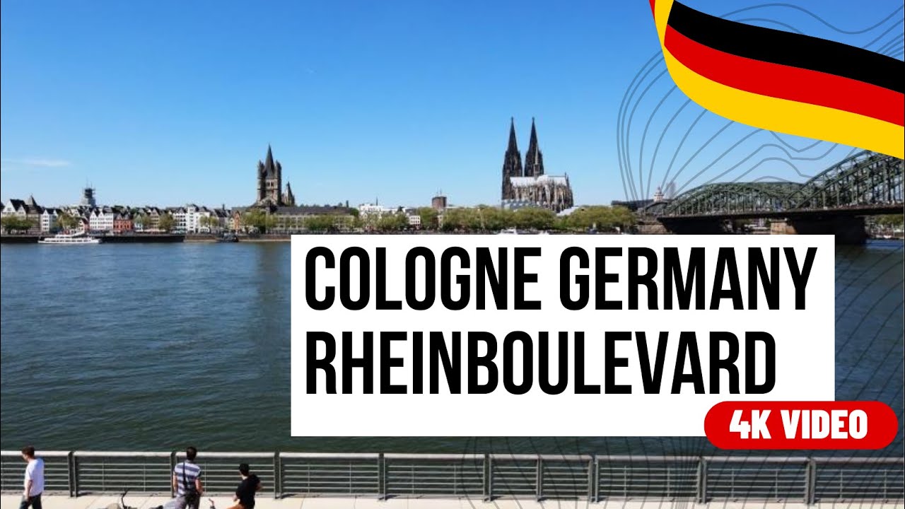 Sunset Cologne Germany Rheinboulevard Köln-Deutz 4K Video - YouTube