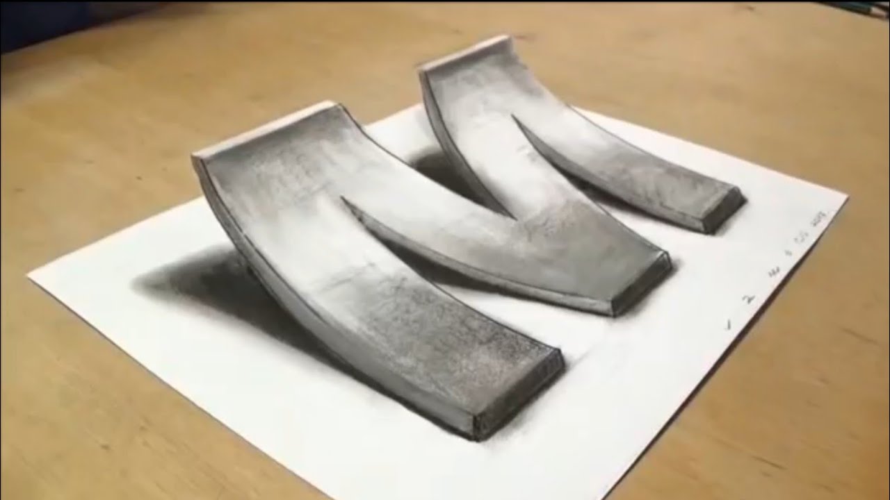 How_to_Draw_3D_Letter_M_-_Drawing_with_pencil_-_Awesome_Trick_Art - YouTube