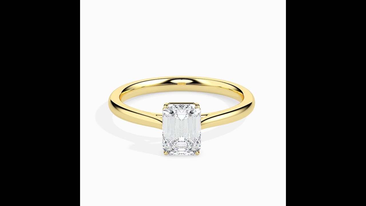 30-Pointer Emerald Cut Solitaire Diamond 18K Yellow Gold Ring JL AU ...