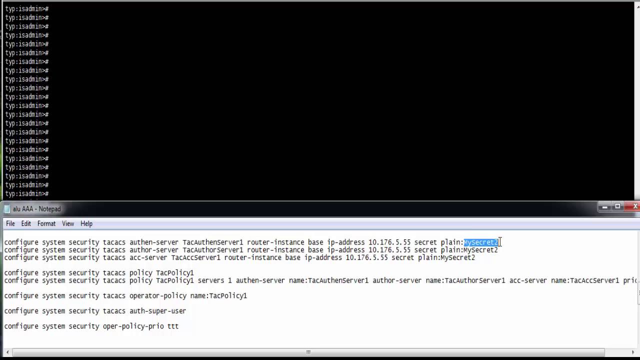 Alcatel GPON OLT AAA tacacs configuration procedure - YouTube