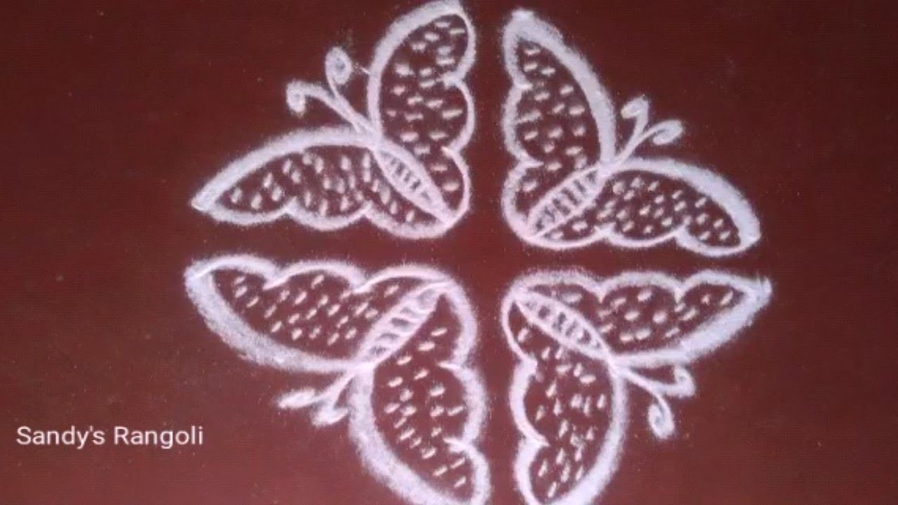 Daily Rangoli//Simple rangoli// Butterfly Rangoli//8*2*2dots//#22 - YouTube