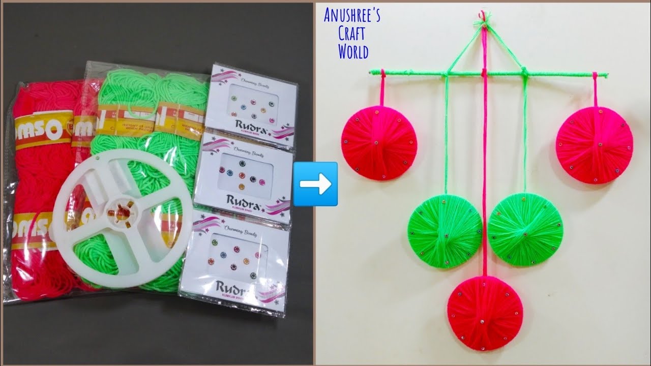 How to make Wall Hanging from Wool, Bindi & LED Strip Light Rings ...