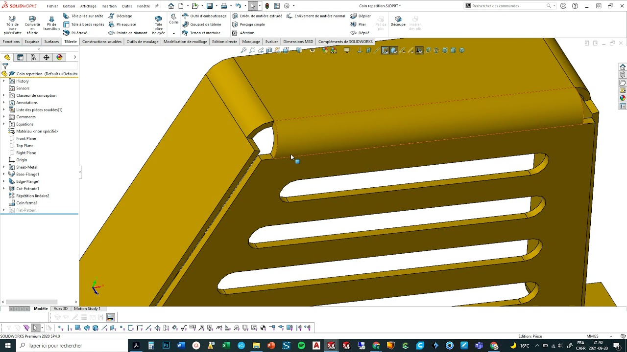 Solidworks ajustement des coins - YouTube