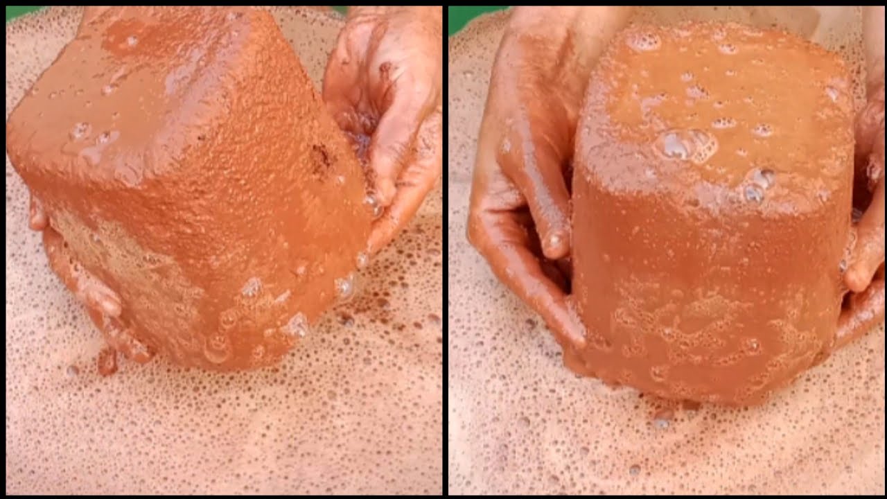 pure red dirt dipping+Crumbling in water|super satisfying|unique asmr ...