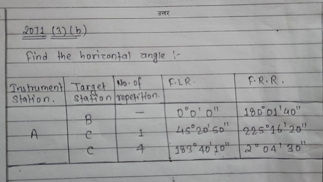 FIND THE HORIZONTAL ANGLE TYPE- 1 || SURVEY- II 4TH SEMESTER SURVEY ...