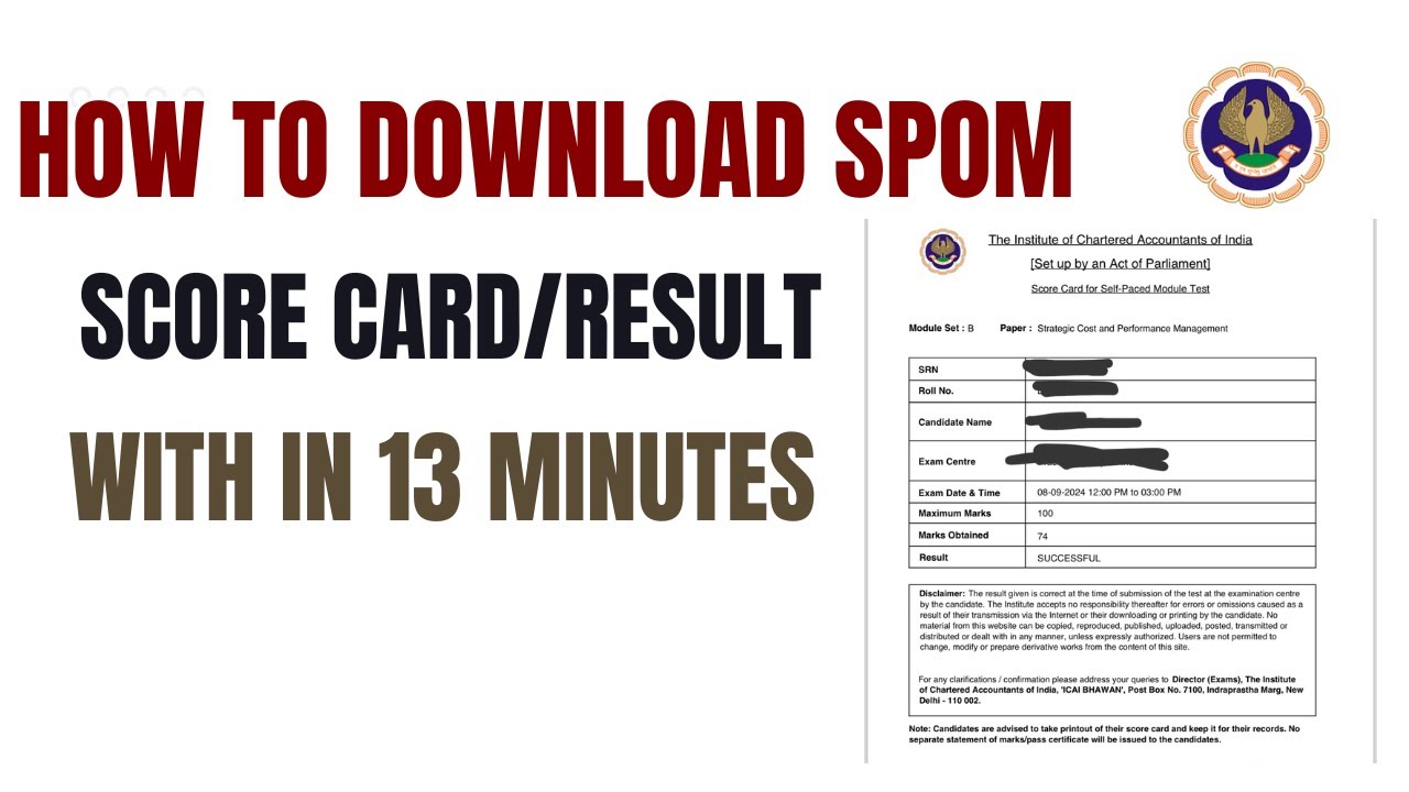 How To download SPOM Score Card/ How to Download ICAI SPOM Score card ...