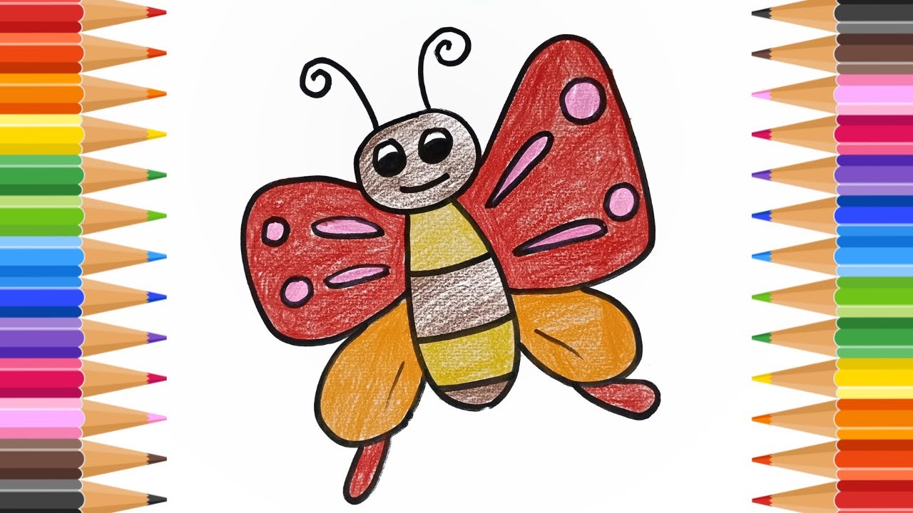 How to draw Butterfly drawing for childrens - YouTube