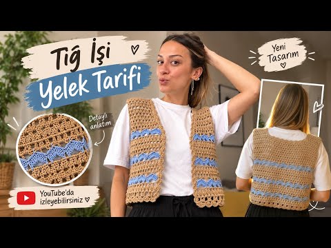 Yeni Tasarım Tığ İşi Yelek Tarifi 🧶 | Renkli Detaylarıyla Şık ve Kolay Yelek Yapımı