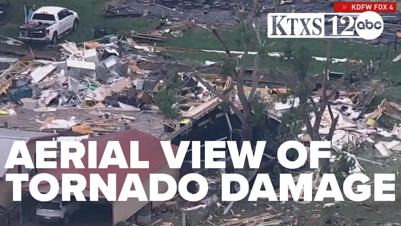 Aerial view of tornado damage in Gordon, Texas - YouTube