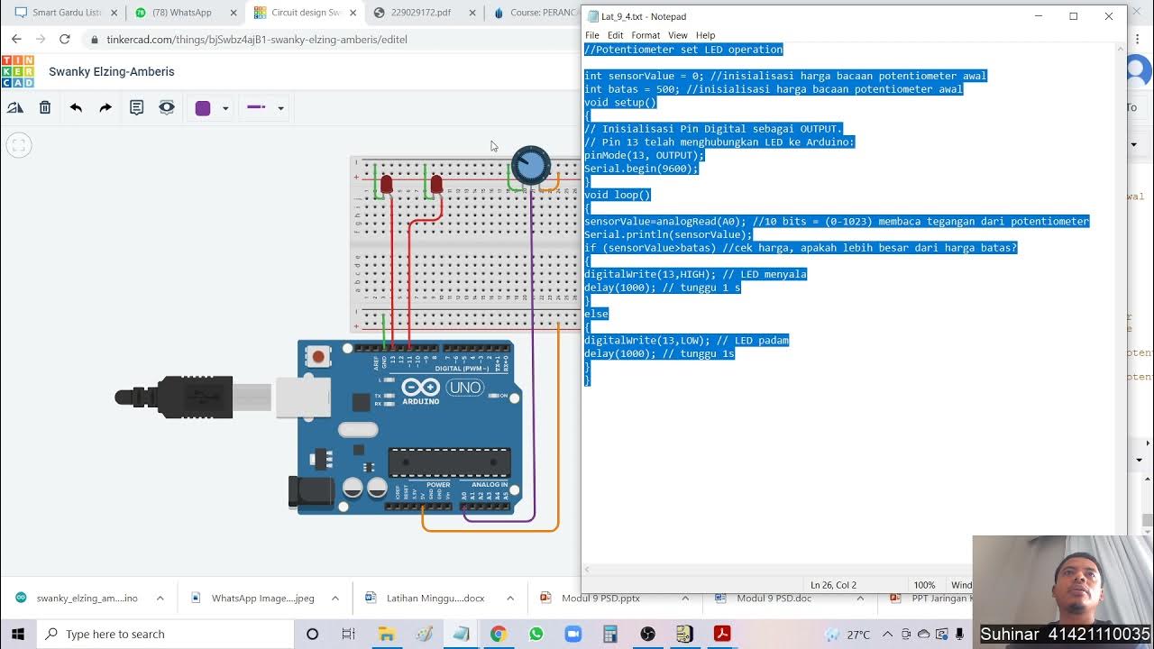 Latihan ADC & DAC Arduino (TinkerCAD) - YouTube