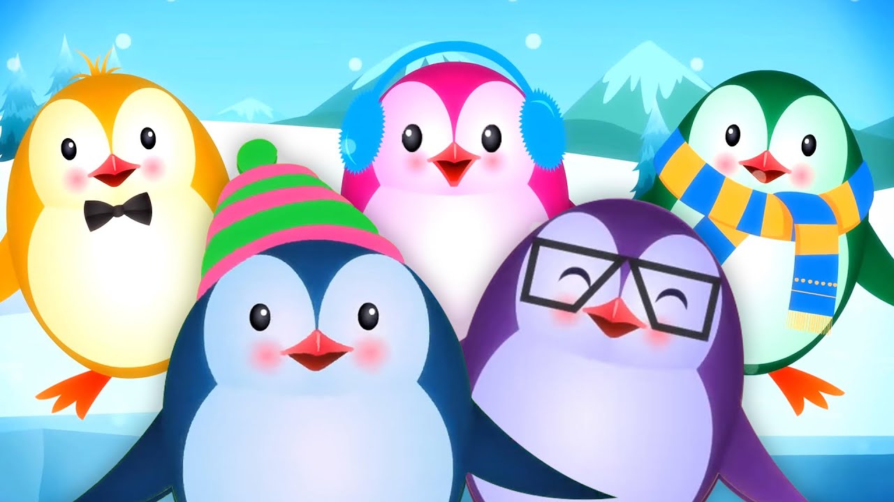 Five Little Penguins, Number song and Preschool Rhyme for Kids - YouTube