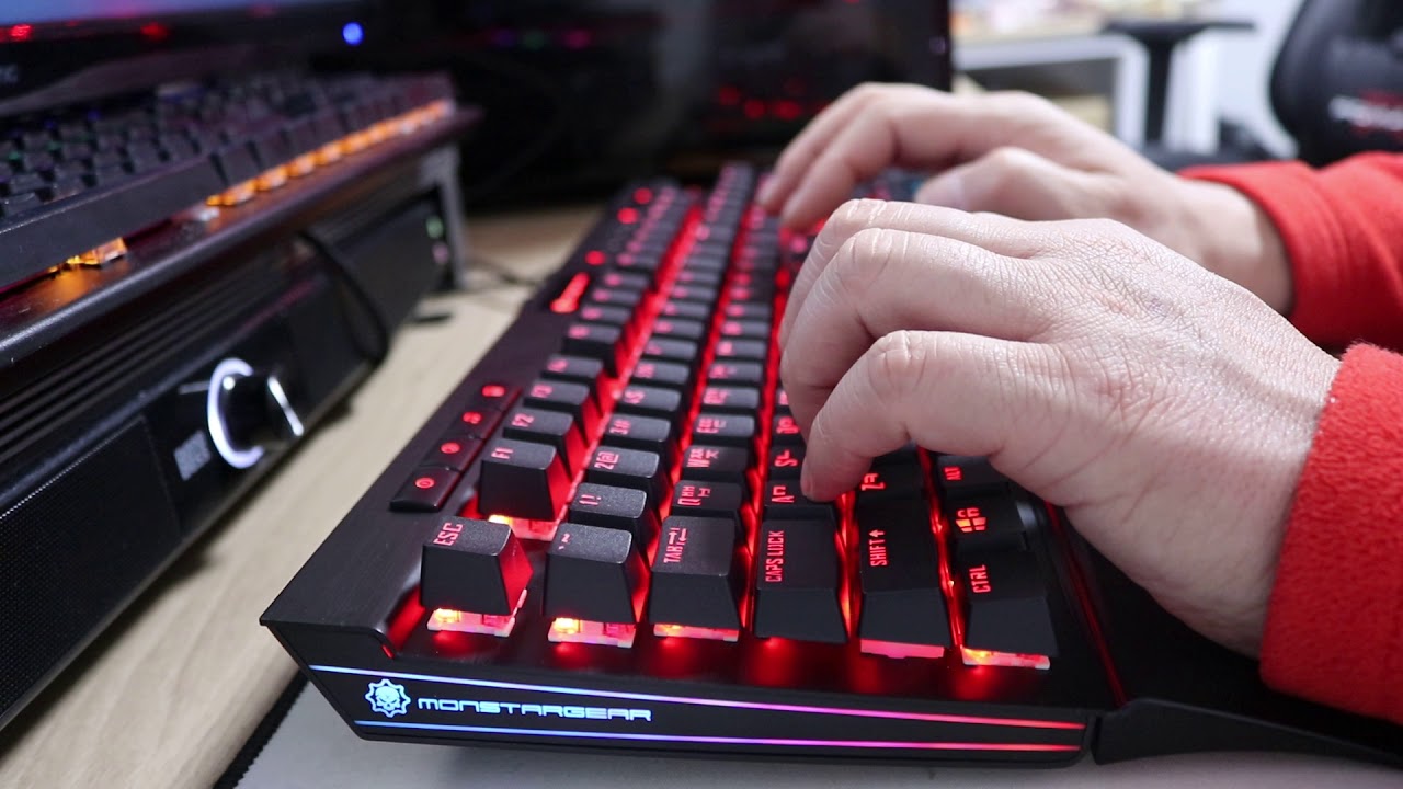 몬스타 데빌스킬 MK108V2 축교환 기계식 키보드 레드, 갈축 타건영상 - YouTube