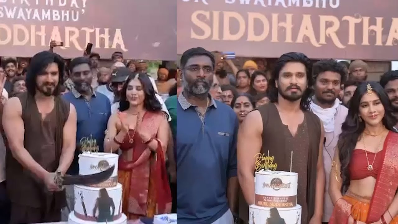 Hero Nikhil Siddhartha Birthday Celebrations At Swayambhu Movie Set ...