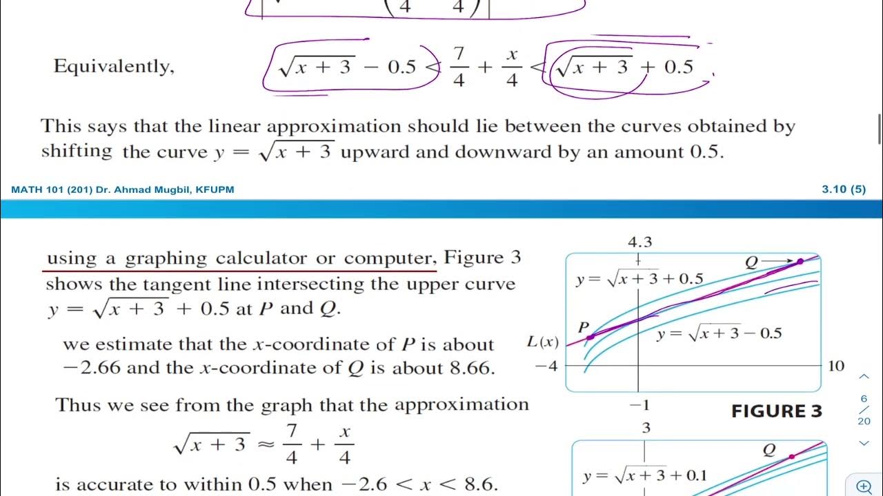 Math 101, section 3.10 (Linear Approximations and Differentials) - YouTube