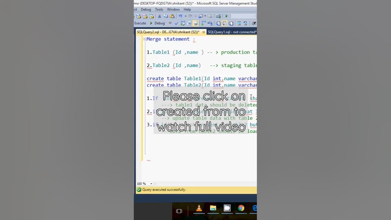 Merge In Sql Sqltutorialforbeginners Youtube