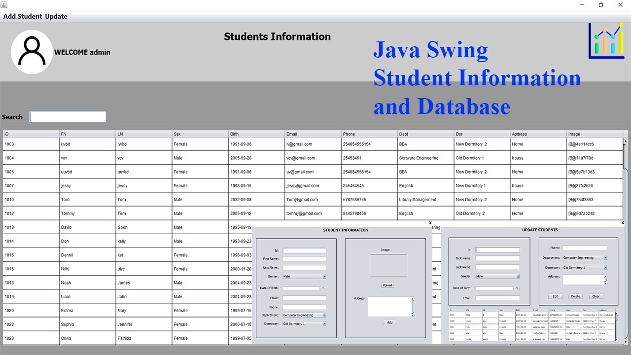 Students Information Java Swing (Part -3) using Database - YouTube
