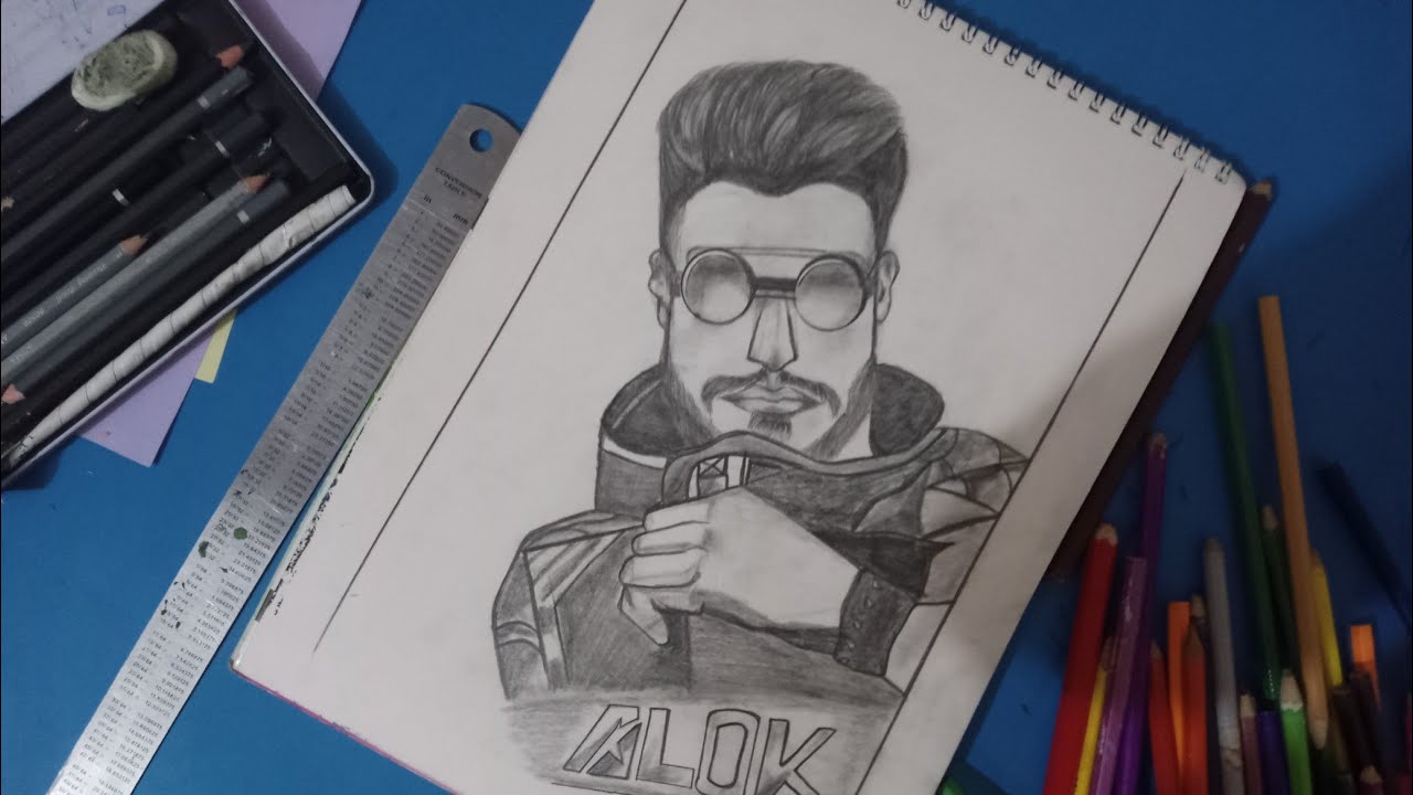 How to draw DJ Alok step by step/Free fire DJ Alok drawing/Drawing Alok ...