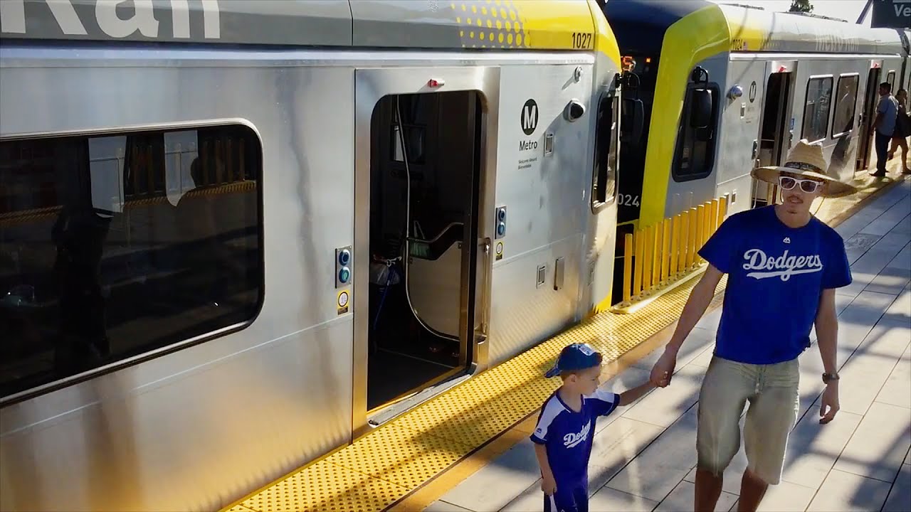 LA Metro Trains & Dodger Stadium Express for Father's Day Game - YouTube