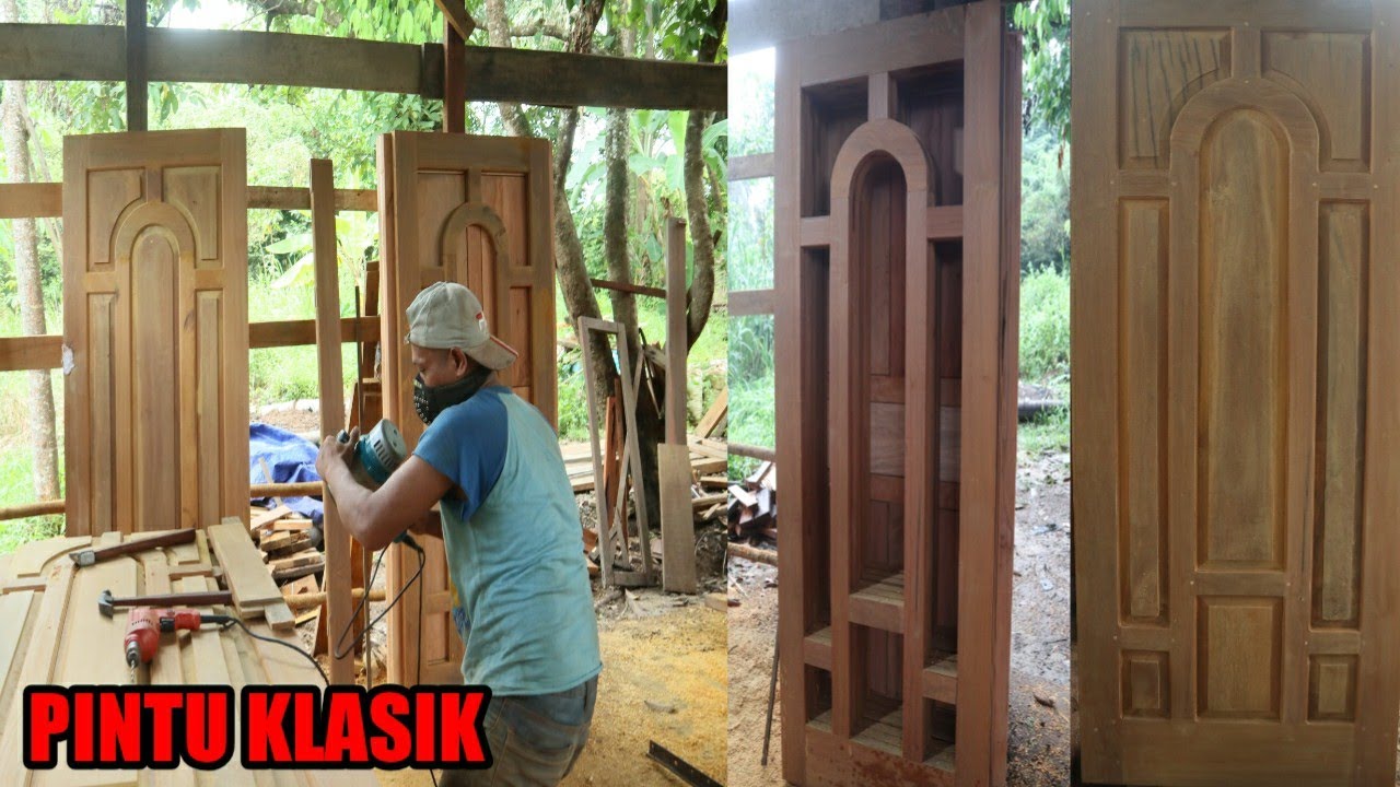Daun pintu klasik dari kayu bulian/ulin - YouTube