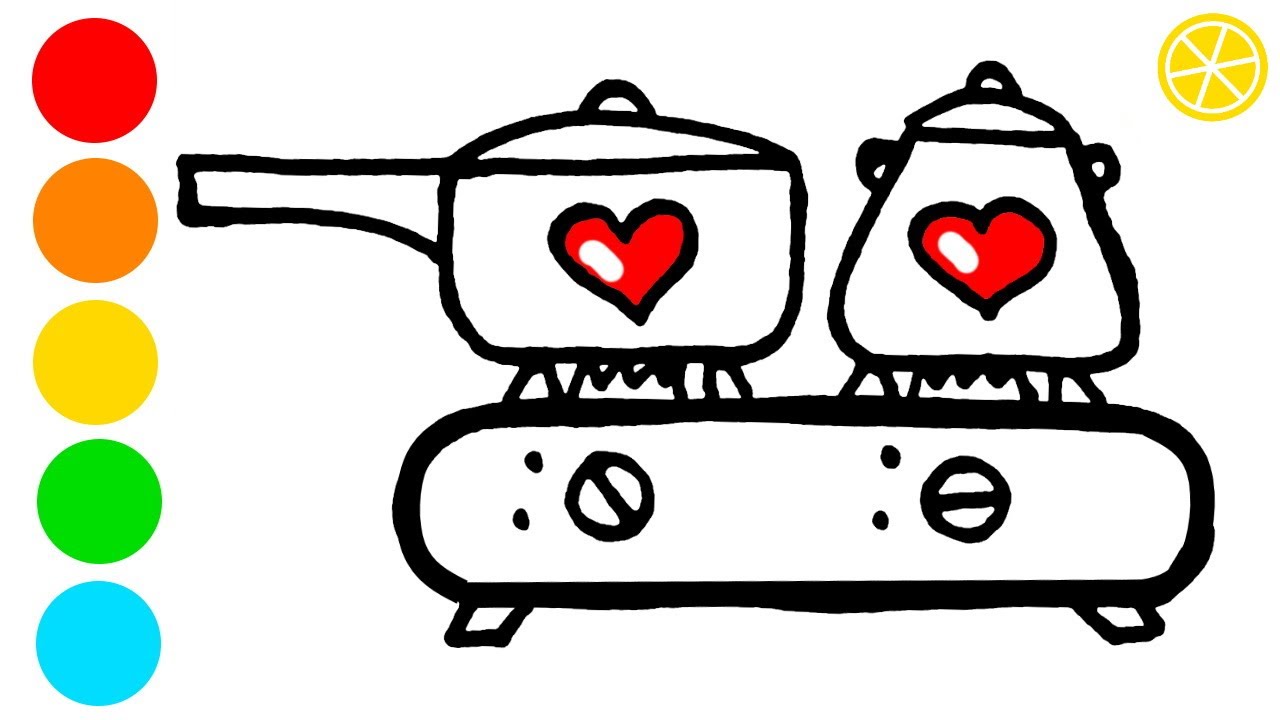 How to draw kitchen utensils for kids Draw kitchen - YouTube