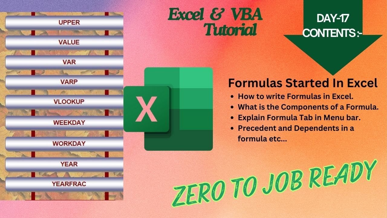 Excel And Vba Tutorial Excel Macro Visual Basic Tutorial Formulas In