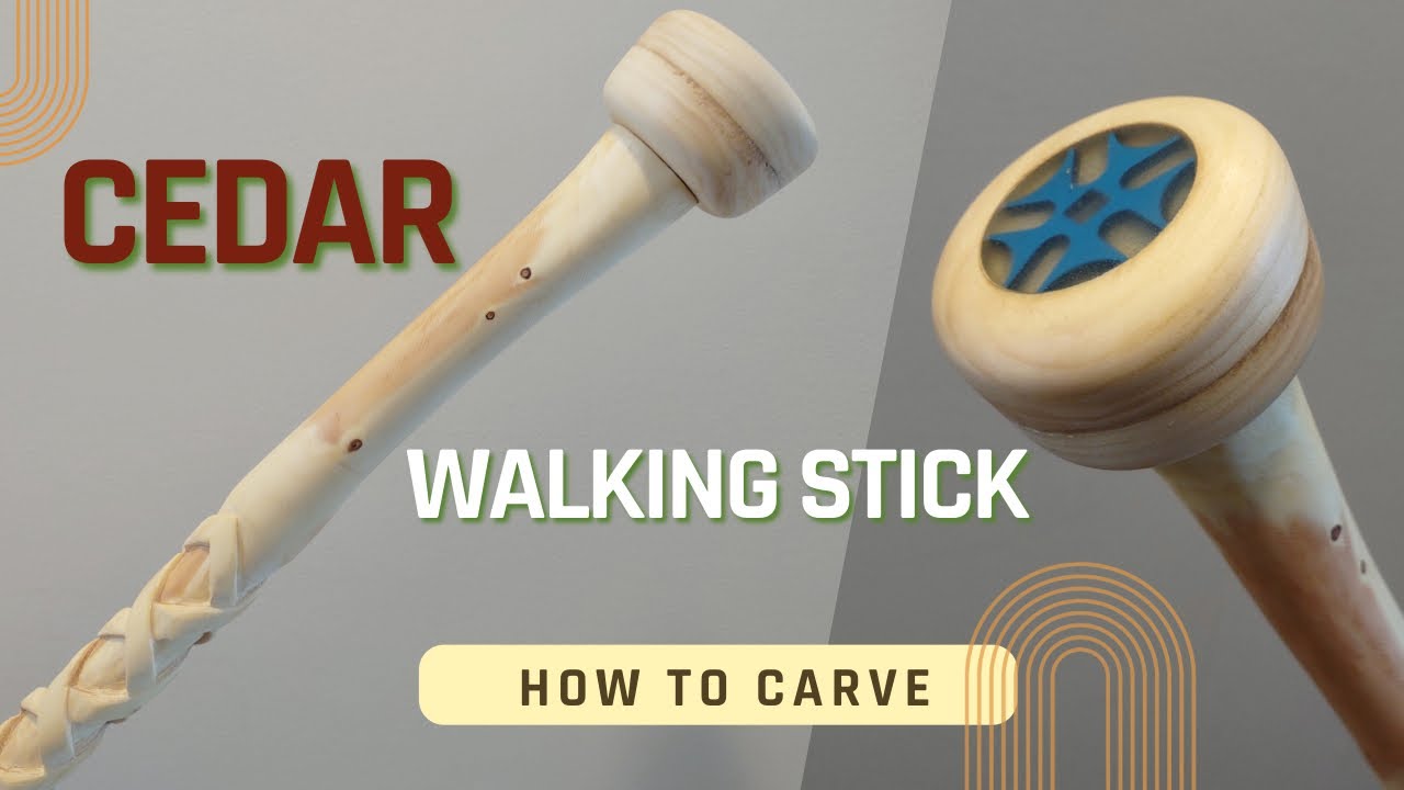 CEDAR KNOB WALKING STICK - YouTube