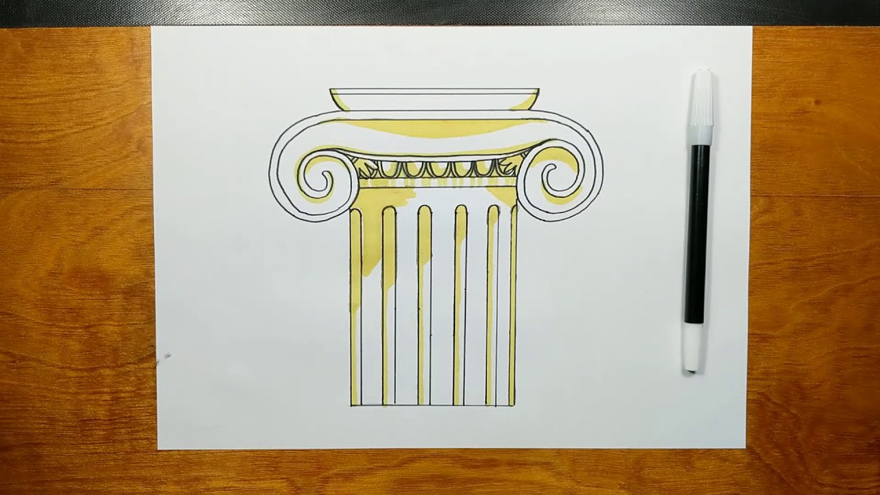 How to draw and coloring IONIC COLUMN step by step - YouTube