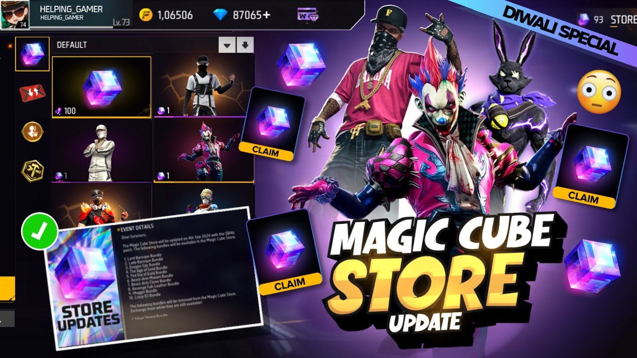 FREE FIRE DIWALI MAGIC CUBE STORE UPDATE | MAGIC CUBE STORE UPDATE | - YouTube