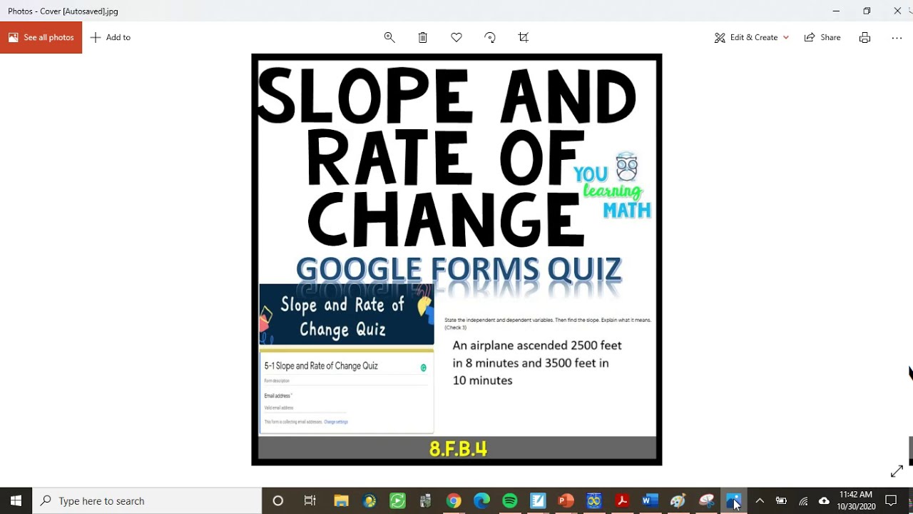 Slope and Rate of Change Assessment Google Forms Quiz Preview - YouTube