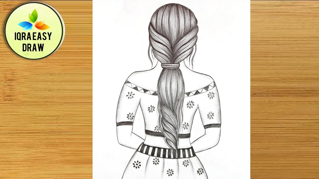 How to Draw A Girl Backside with Traditional Dress Easy | A Girl with ...