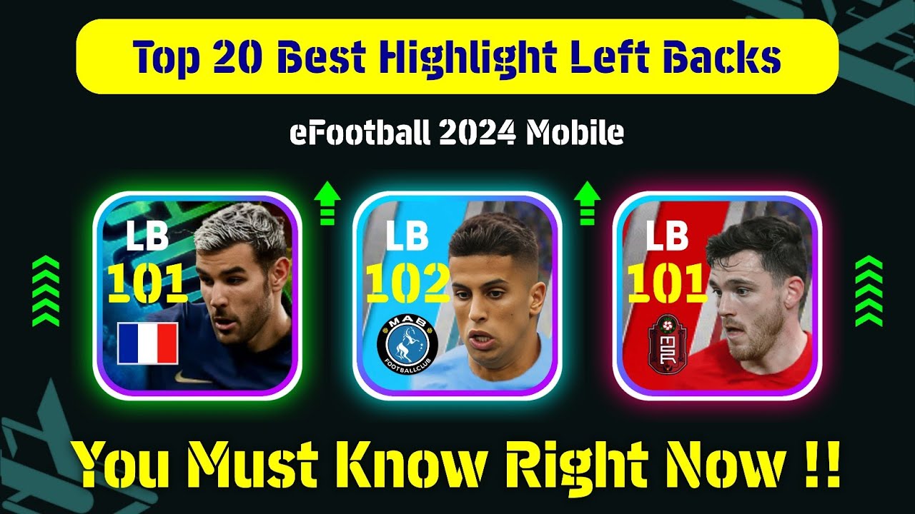 Top 20 Best Highlight Left Backs ( LB ) In eFootball 2024 Mobile ...