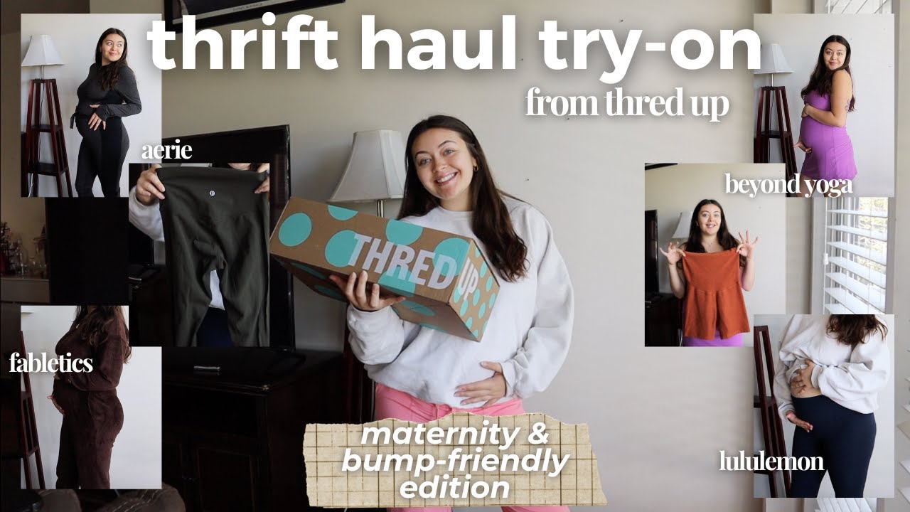 thrift haul! *thredup, bump friendly & maternity, lululemon, fabletics ...