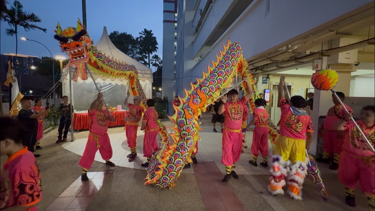 周忠龍獅學院 Zhou Zhong Arrived & Dragon Dance Performance at Fu Jian Tan 9 ...