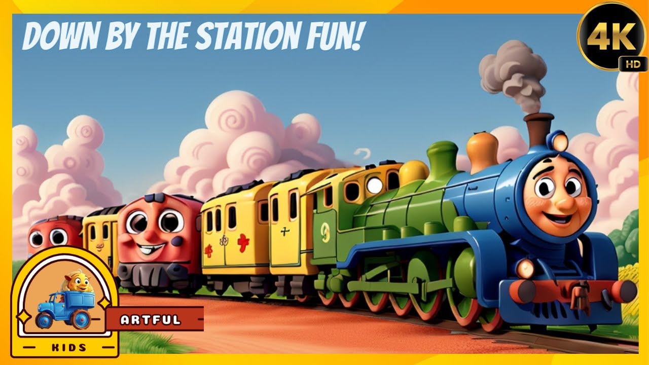 🚂 Down By The Station Fun! 🎶 | Kids' Musical Train Adventure 🌈👧👦 | Sing ...