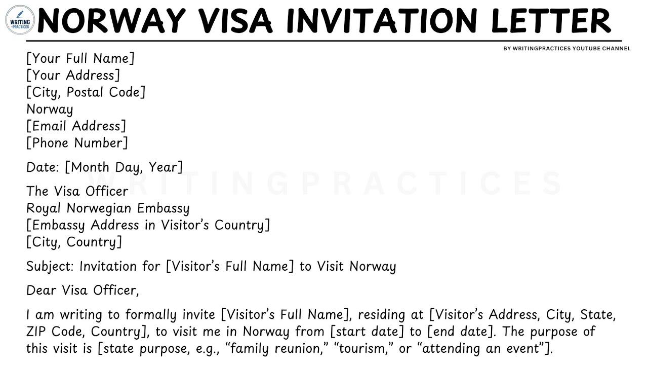 [LETTER TEMPLATE] How To Write A Norway Visa Invitation Letter Steps ...