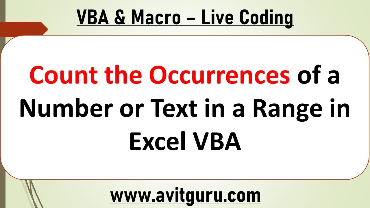 Count The Occurrences Of A Number Or Text In A Range In Excel VBA YouTube count-the-occurrences-of-a-number-or-text-in-a-range-in-excel-vba-youtube