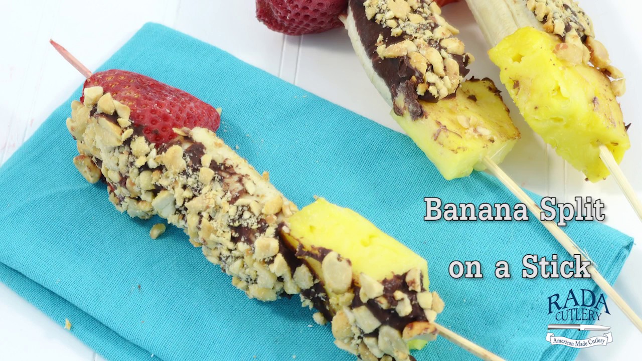 Banana Split on a Stick - Healthy Snack | RadaCutlery.com - YouTube
