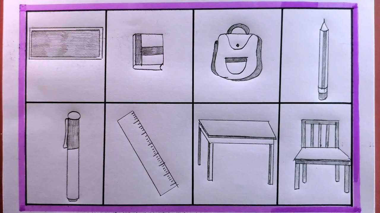 How To Draw Classroom Objects/Easy Classroom Objects Drawing - YouTube