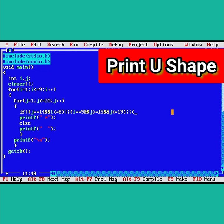 π₯π₯short Tricksprint U Shape In C Language Programmingshorts Twotypeprogrammingπ―π― Youtube
