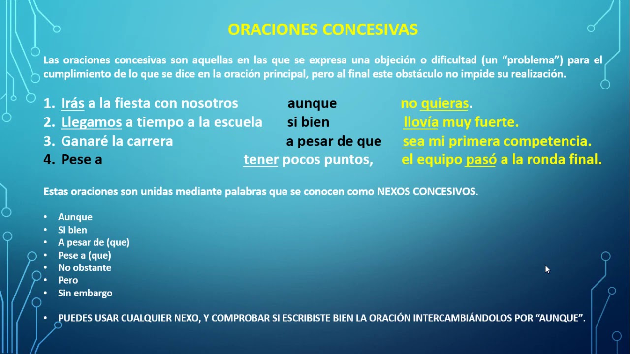 Oraciones Concesivas - YouTube