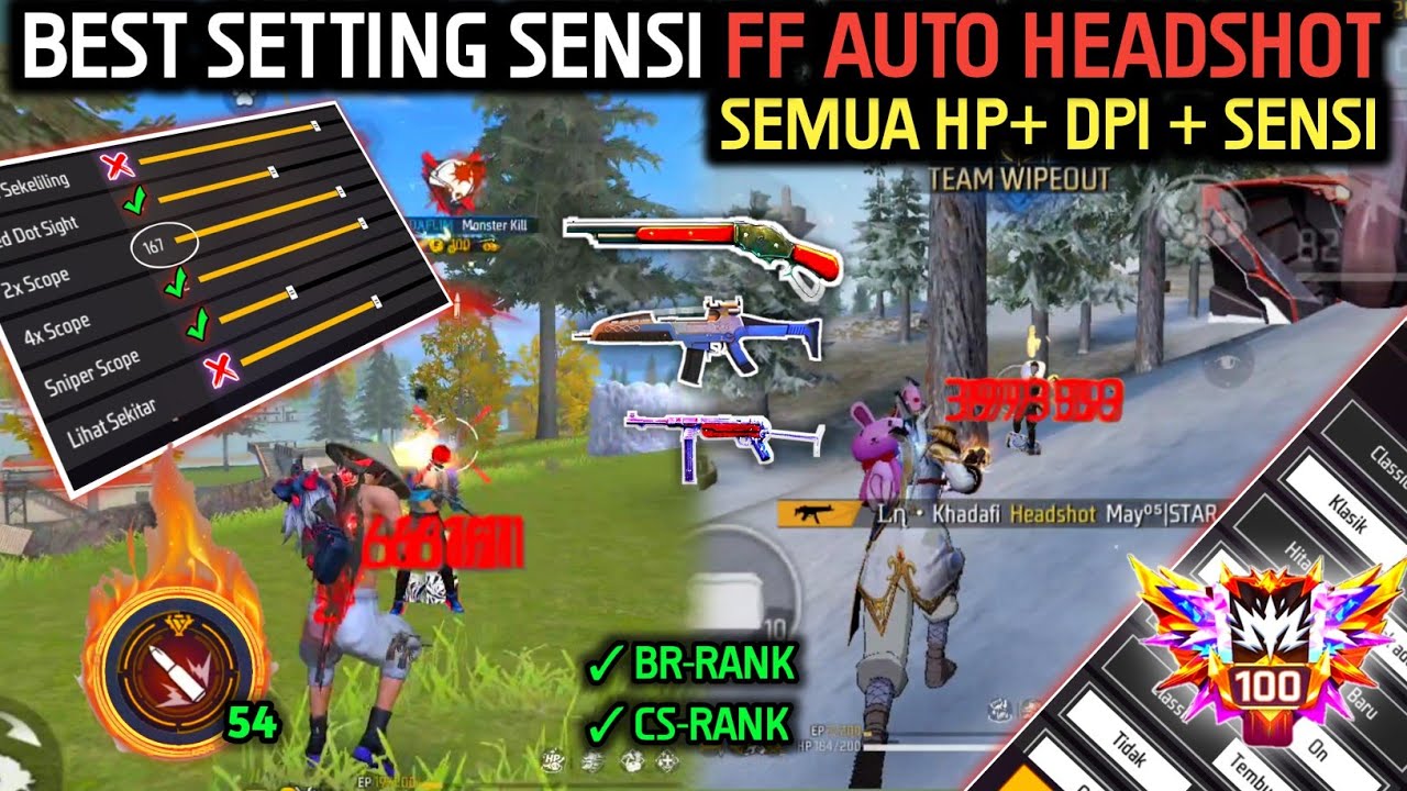 100% AUTO HEADSHOT SEMUA HP ⚙️📲 CARA SETTING SENSITIVITAS FF AUTO HEADSHOT & SETTING KONTROL ...